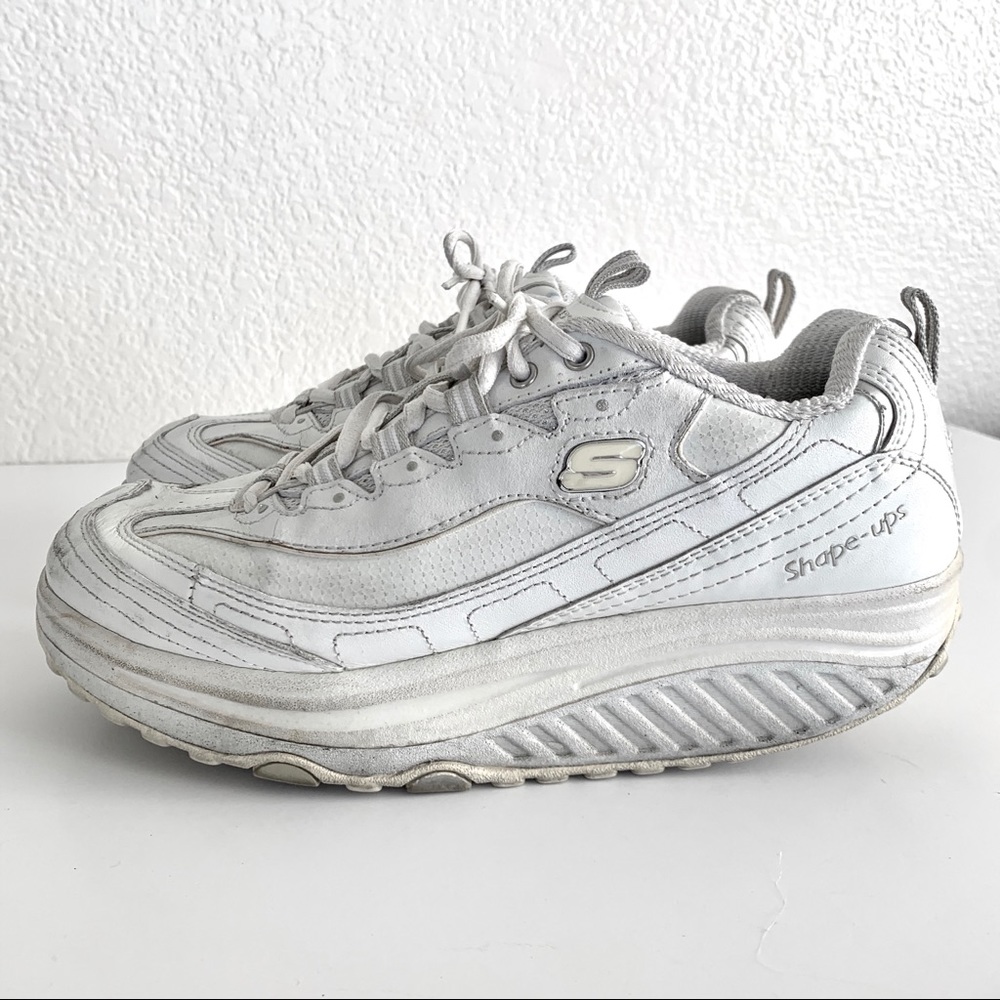 Skechers Shape Ups White Toning Walking Sneakers - Gem